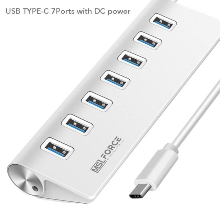Concentrateur USB C 3.0 à 7 ports - MSL HUB USB 4 7USB Type C USB 3.0 Répartiteur de ...