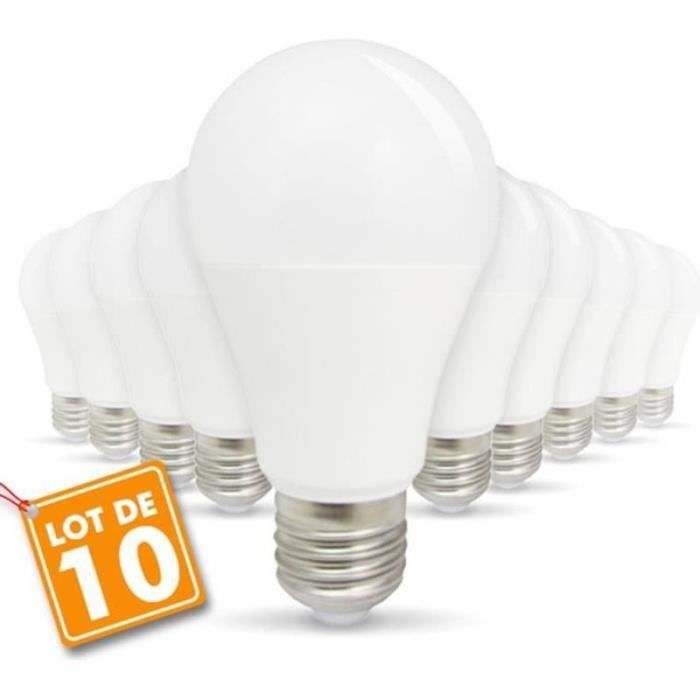 AMPOULE - AMPOULE LED - AMPOULE HALOGENE Lot de 10 Ampoules LED E27 9W eq 60W 806lm Blanc froid ...