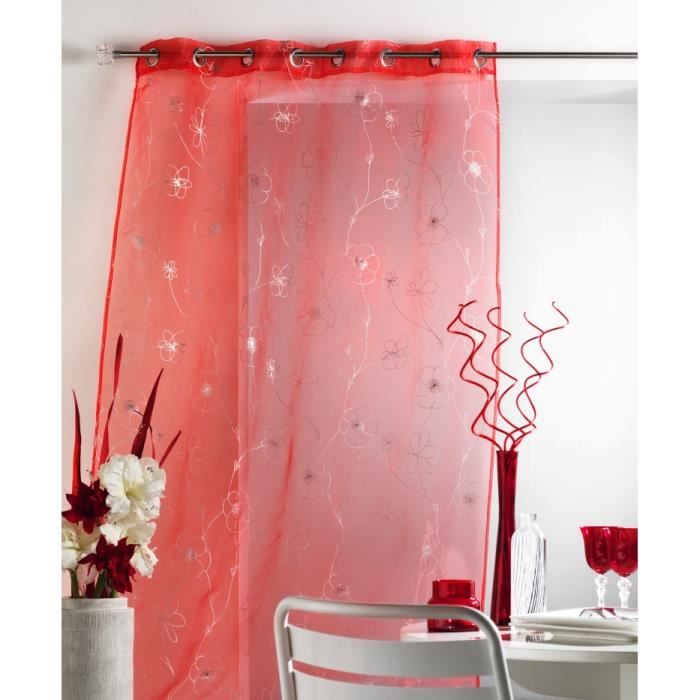 RIDEAU VOILAGE SILVER 140 X 240 CM ŒILLETS ROUGE - Cdiscount Maison