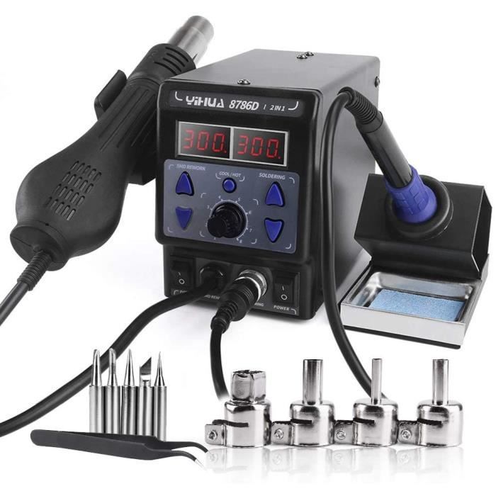 8786D Fer à Station De Souder 2 en 1, Yofuly Station De Soudage à Air Chaud Pour Le Dessoudage ...