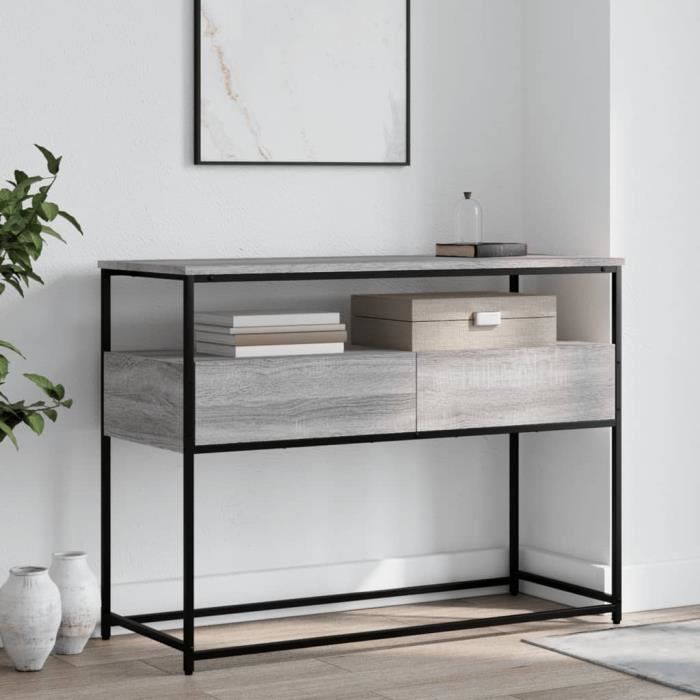 TABLE CONSOLE - CONSOLE EXTENSIBLE - Table console sonoma gris ...