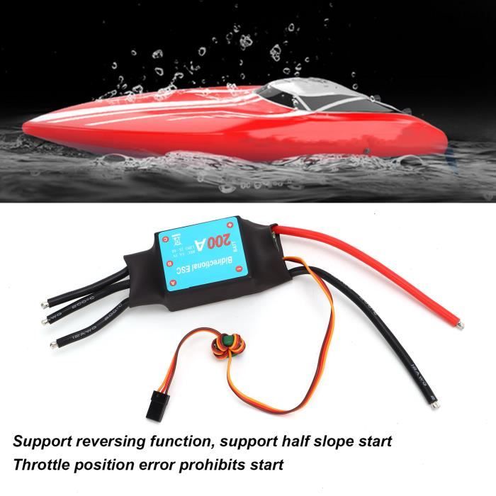 ESC balais RC Brushless ESC 200A Brushless ESC RC Bateau Bidirectionnel Refroidi à l'Eau ESC ...