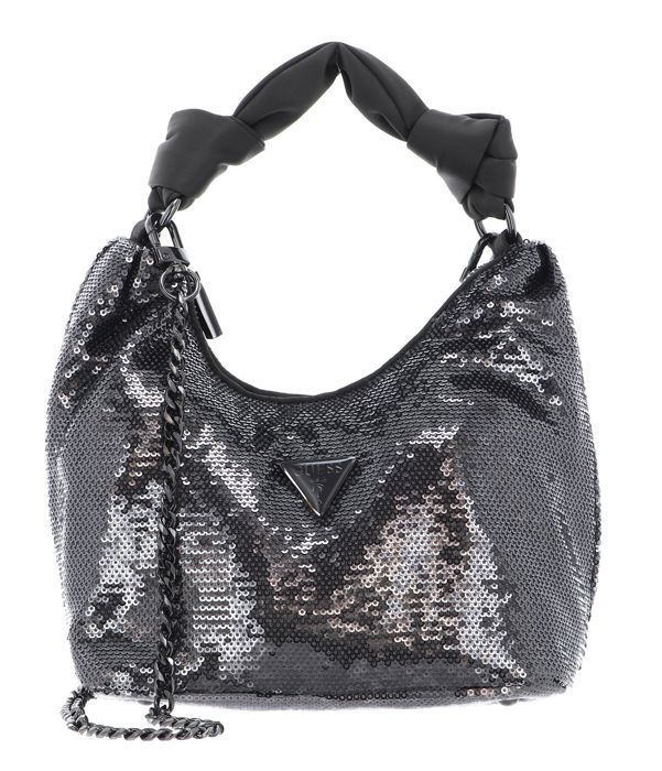 GUESS Sac à main argenté pour femme - Velina Hobo Bag Pewter 236606 ...