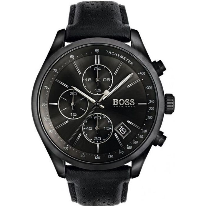 Montre Chronographe - HUGO BOSS - 1513474 - Cuir Noir - 44 mm ...