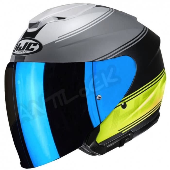 HJC JET i30 VICOM AVEC VISIÈRE MIROIR BLEU - Cdiscount Auto