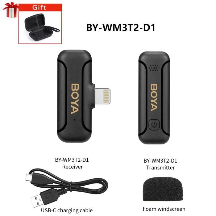 BOYA BY-WM3T2 Sans Fil Lavalier Revers Microphone pour iPhone Android ...