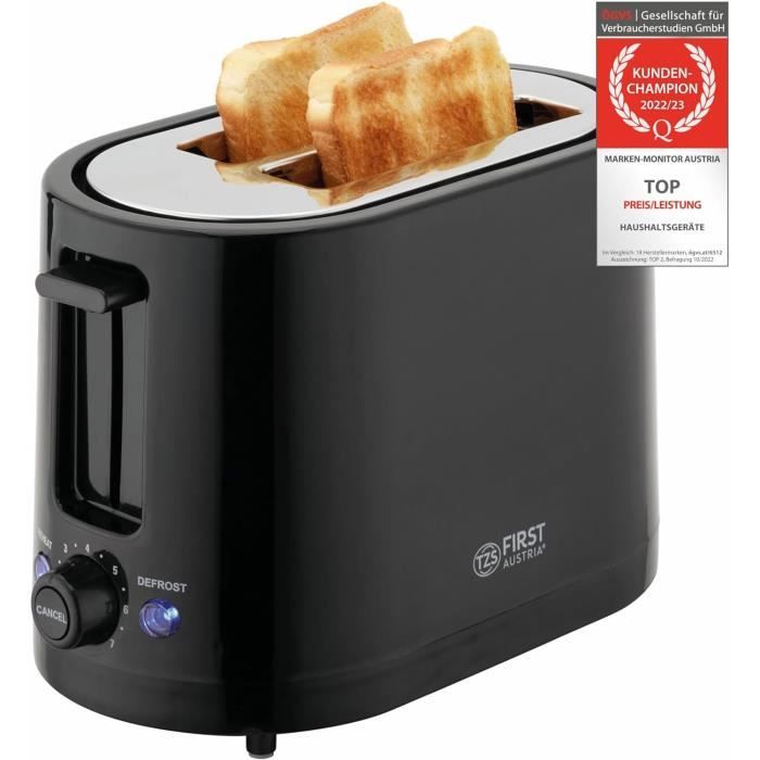 Grille-Pain 2 Fentes Courtes 750W, Toaster Pour 2 Tranches De Pain ...