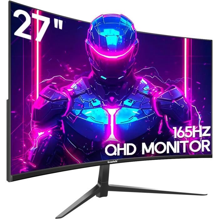 27 Pouces Curved Gaming Monitor 165Hz, Écran Pc Courbe 2560X1440 (Qhd ...