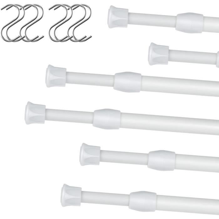 EXLECO 6Pcs Tringle à Rideau Télescopique 70-120cm Barre Rideau de ...