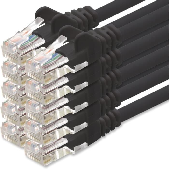 0,25M Cat 6 Câble Réseau Ethernet Cat6 Lan Rj45 8P8C 1Gbps Noir - 10 ...
