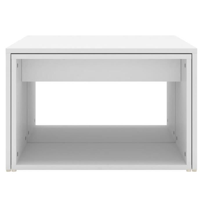 WET - Tables basses gigognes 3 pcs Blanc 60x60x30 cm Aggloméré ...