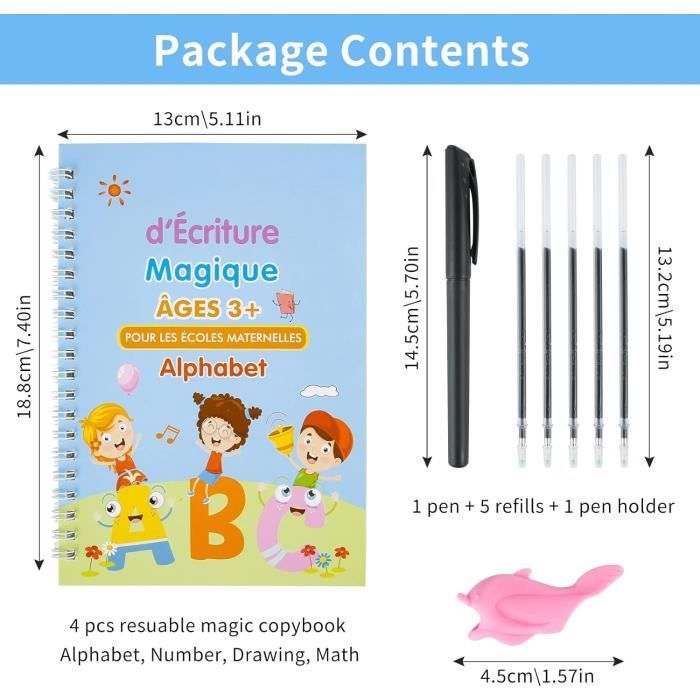 4 Cahier Ecriture Francais Set Ecriture Calligraphique En Français Pour ...