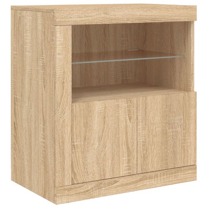 Buffet bahut - SONOMA - 283 cm - Eclairage LED - Bois d'ingénierie - 2 ...