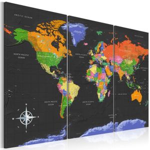 Tableau encadré carte du monde - Cdiscount