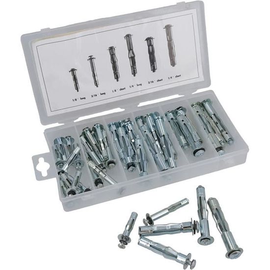 Assortiment de 44 chevilles molly pour cloisons creuses et plaques de ...