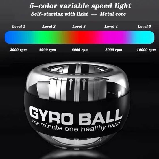 Powerball tournante - Powerball - LED en 5 étapes - Noir - Adulte ...