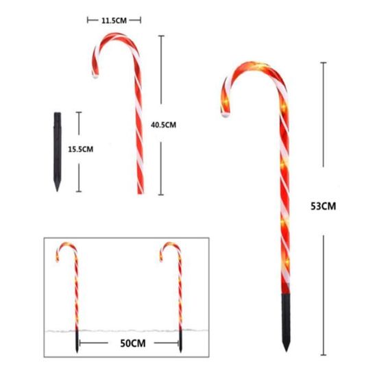 Bâton lumineux - HUOLE - Noël - Solaire - 53cm - Décoration extérieure ...