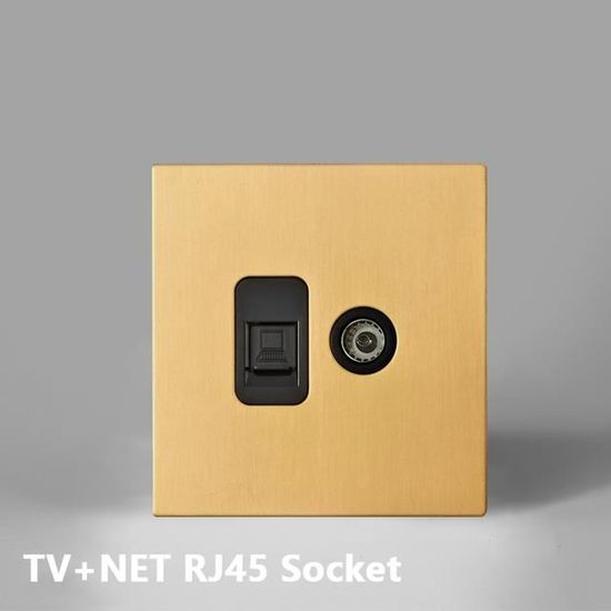 Interrupteur mural,TV RJ45 Socket--Interrupteur mural rétro doré avec ...