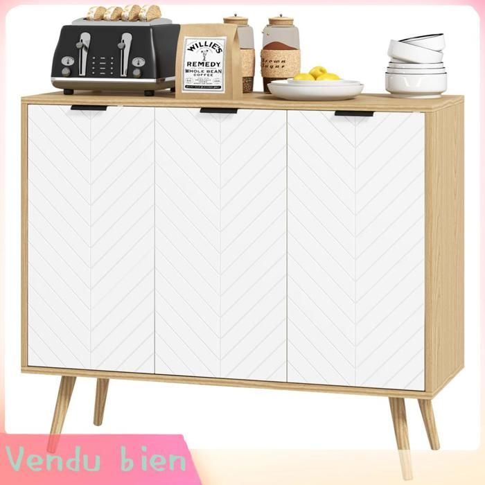 LIA Buffet bas chevrons bois naturel 91,5x35x77,4cm - Cdiscount Maison