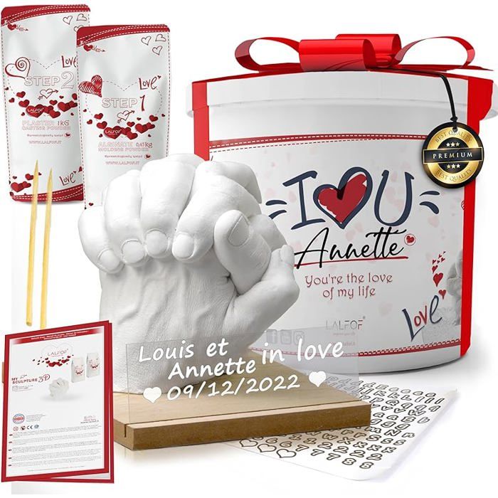 Kit Moulage Main Couple avec Nom | Cadeau Personnalisé Femme Homme ...