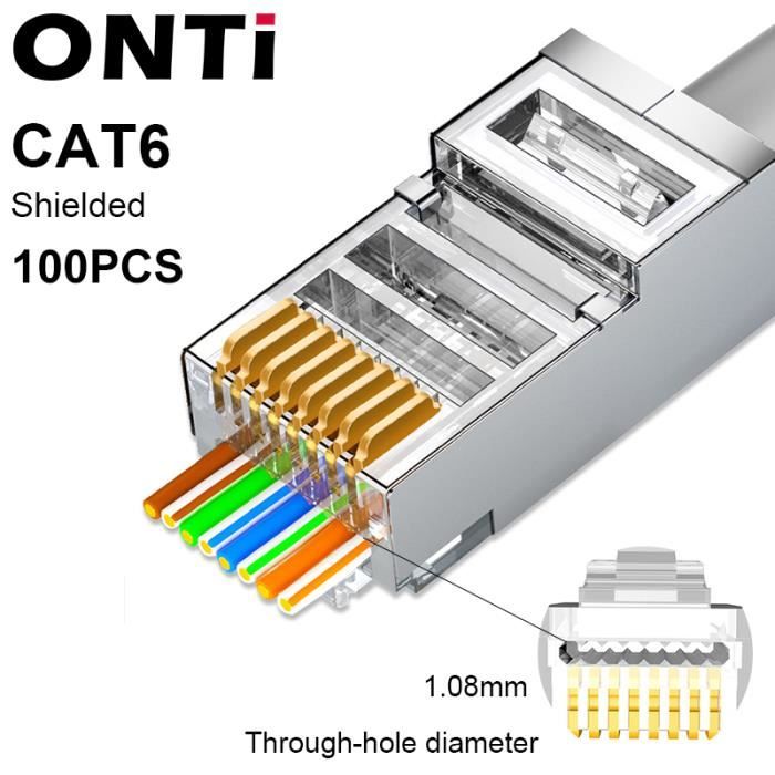 CAT6-S-100 pièces - pince à sertir RJ45, outils de réseau,dénudeur RJ45 ...