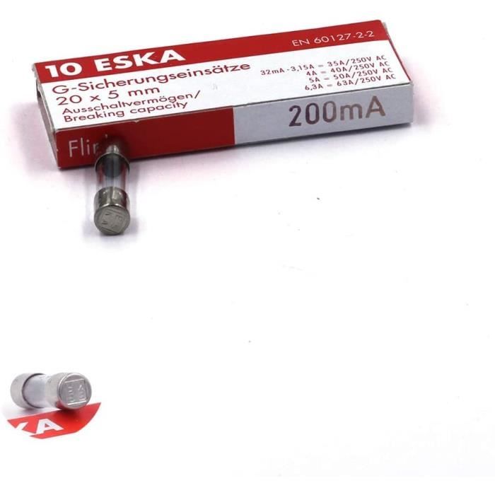 10x Fusible rapide (F) en verre 200mA - 250VAC 5x20mm[84] - Cdiscount Bricolage