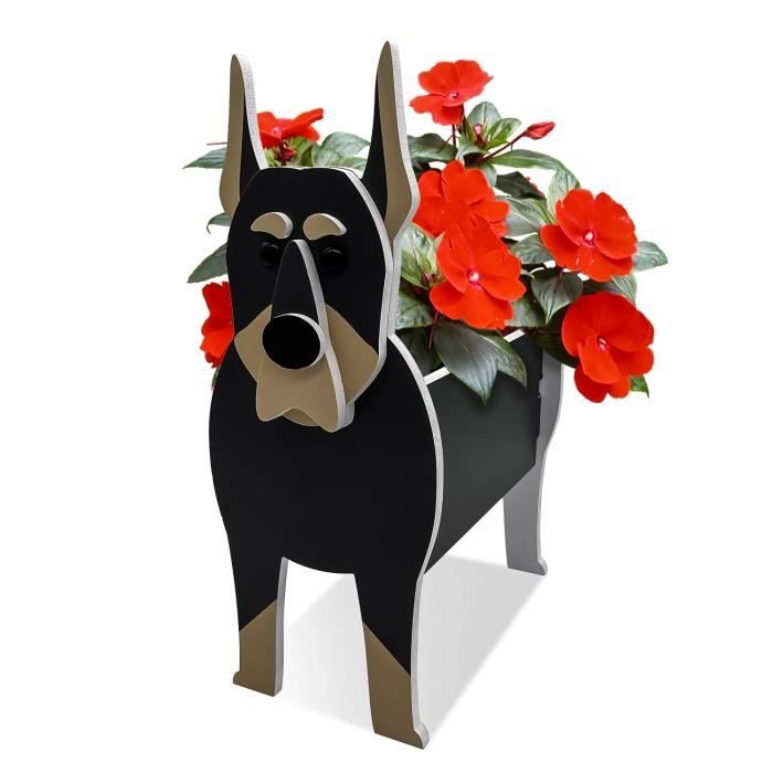 Pot de fleur de jardin en PVC, Jardinière de chien, Schnauzer, Bulldog ...