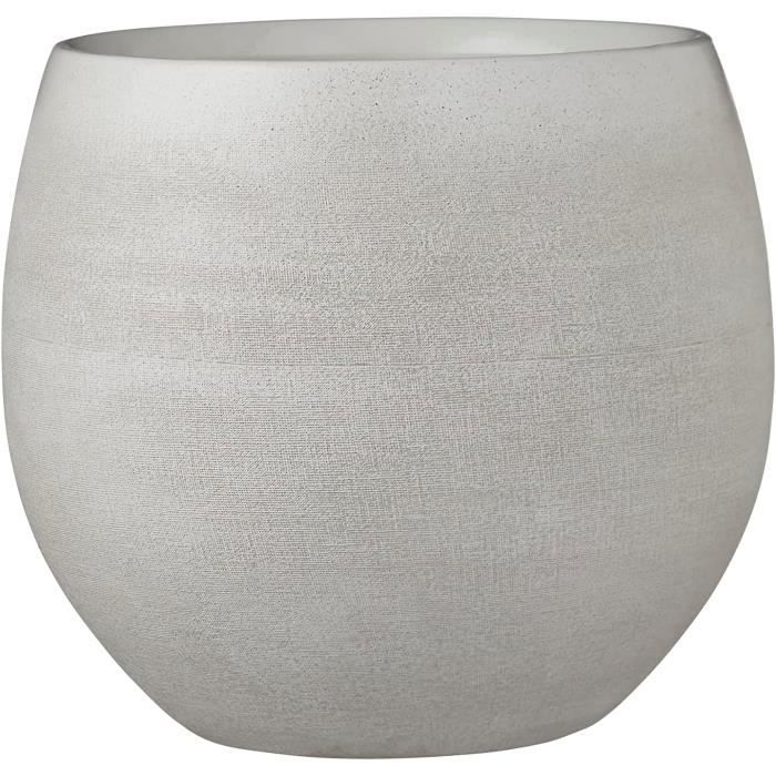 Douro Pot De Fleurs Terre Cuit Rond Blanc Cassé 23 X Ø 26 Cm Pot De ...