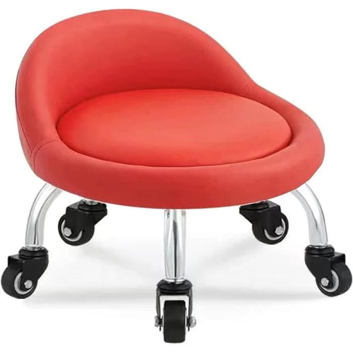 Tabouret À Roulettes Avec Dossier - WEYE - Repose-pieds Bas - 5 ...