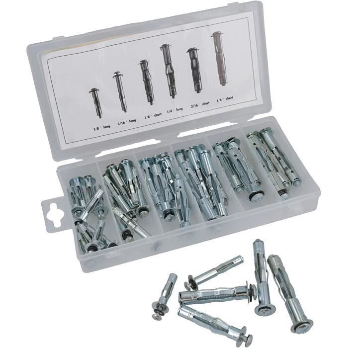 Assortiment de 44 chevilles molly pour cloisons creuses et plaques de ...