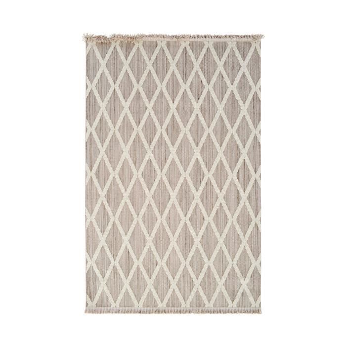 Vercai Rugs JEAN - Tapis à Poils Ras 150 x 80cm - Blanc Gris ...