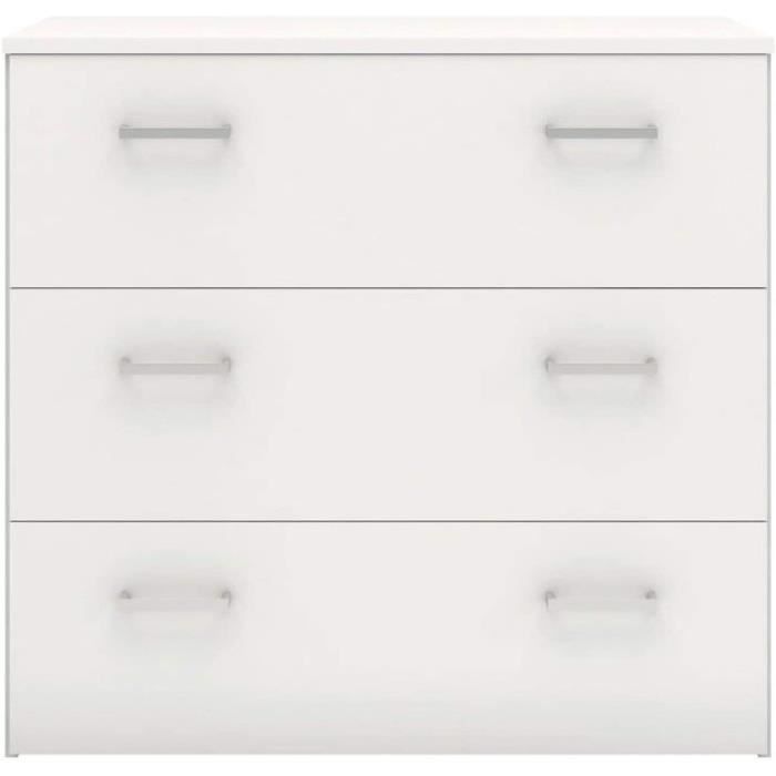 Commode 3 Tiroirs Blanc PKline - Meuble d’entrée - Contemporain - Bois ...
