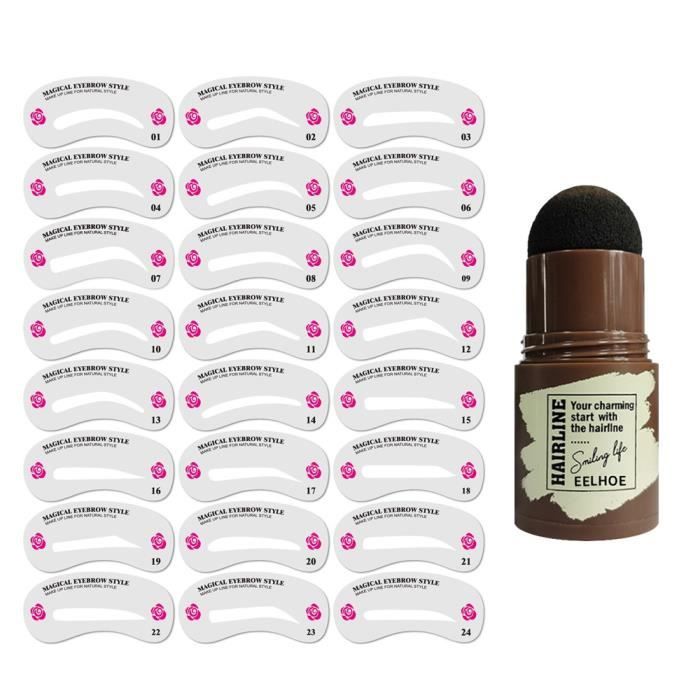 Carte couleur gris foncé 24pcs Pochoirs à sourcils, Kit de mise en ...