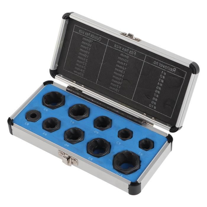 Cikonielf Extracteur de boulon 11 pcs/ensemble 9-19mm Endommagé Écrou Boulon Remover Goujon ...