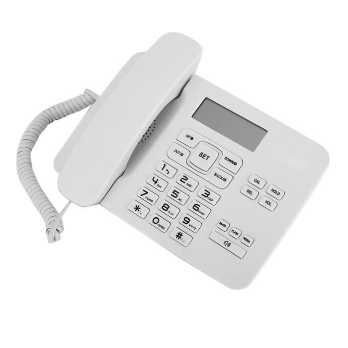 Téléphone filaire, téléphone fixe filaire de bureau FSK/DTMF avec écran LCD avec calendrier et ...