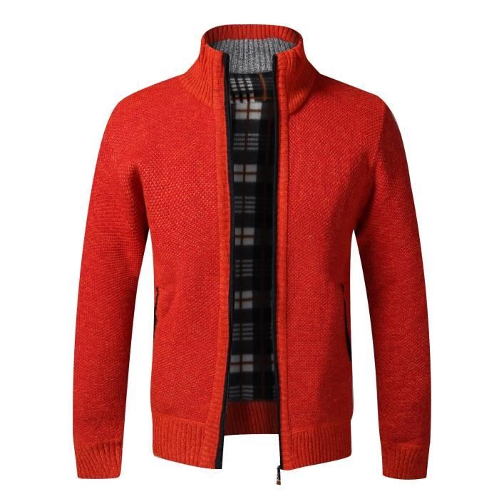 Gilet-cardigan,Pull en polaire à col montant pour homme, vêtement d ...