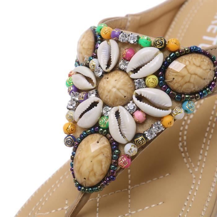 Sandales Femme Chaussures Mode Sandales Compensées Talons Beige Beige ...