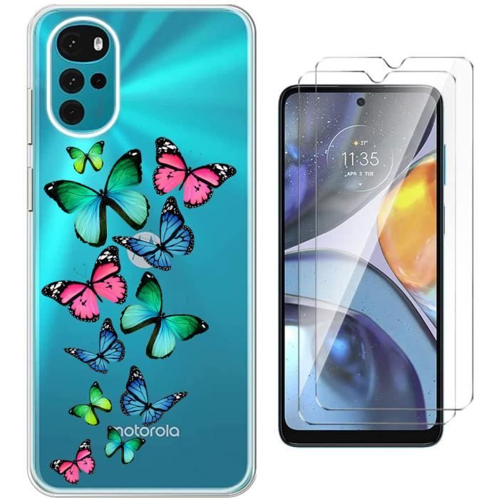 Coque Motorola Moto G22 6.5", et 2 pièces Verre Trempé, Protection en ...