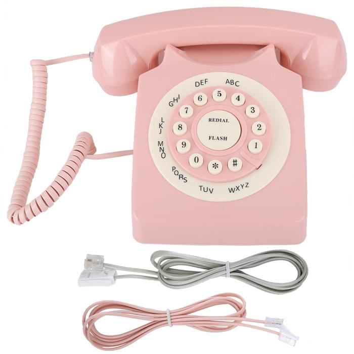 Sonew Téléphone Antique Téléphone vintage rose, téléphone fixe rétro de ...