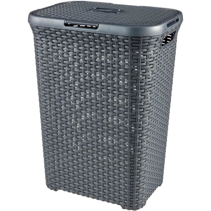 Panier à Linge Style 60L - TRAHOO - Aspect Rotin Texturé - Bonne ... Panier à Linge Style 60L - TRAHOO - Aspect Rotin Texturé - Bonne ...