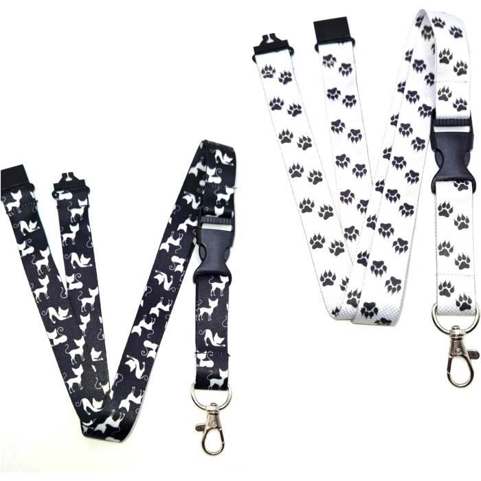 Lot De 2 Cordons Porte-Badges Avec Boucle Amovible Pour Clés, Porte ...
