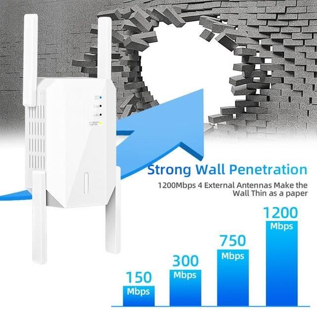 Répétiteur,5G and 2.4G -2-Prise de l’UE--Répéteur Wi Fi sans fil 1200-5G, 2.4 mb-s, 300Mbps ...