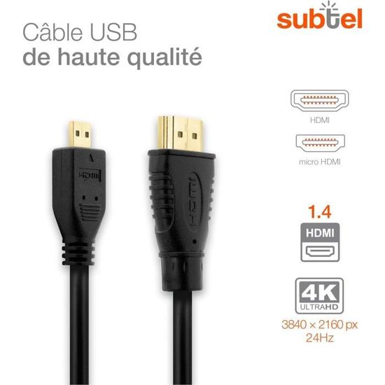 Câble Micro Hdmi Type D 3M Compatible Avec Sony Alpha A6100 A7S Ii A7R ...