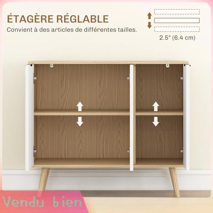 LIA Buffet bas chevrons bois naturel 91,5x35x77,4cm - Cdiscount Maison