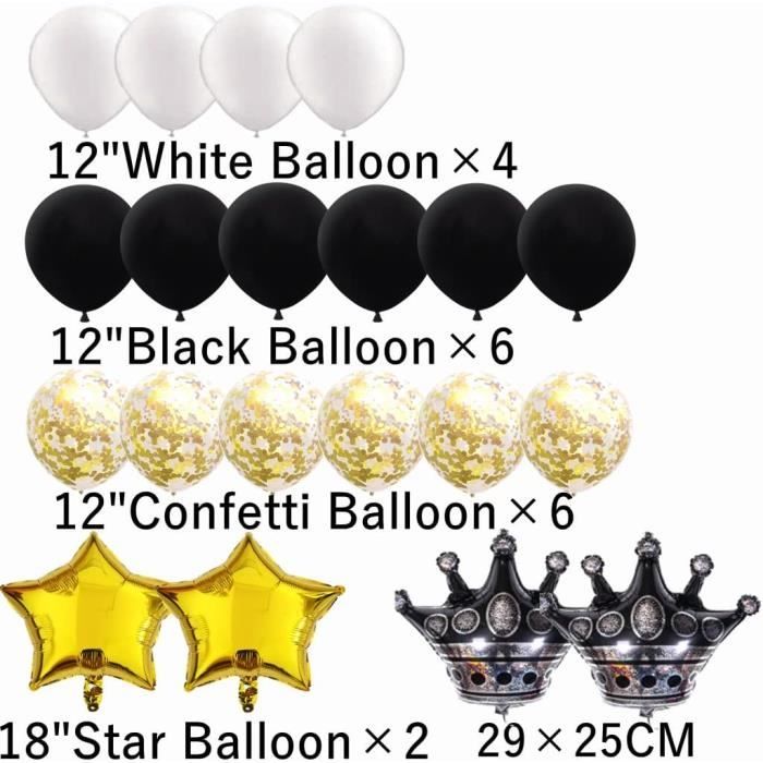 Ballon 35 Ans Anniversaire Femme, Or Noir Décoration De Fête De 35 ...