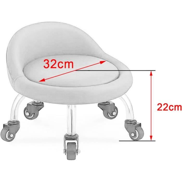 Tabouret À Roulettes Avec Dossier - WEYE - Repose-pieds Bas - 5 ...