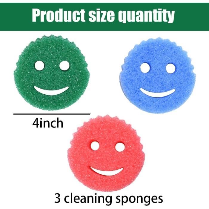BSNRDX Color Eponge Smiley Anti-Rayures, Lot De 3 Éponges Double Faces ...