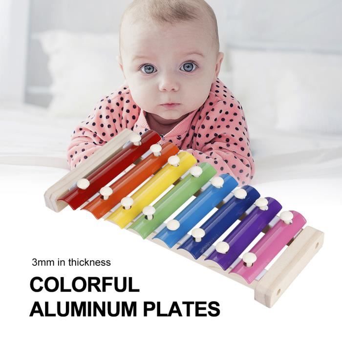 Shipenophy Xylophone en pin Xylophone en bois de pin, 8 notes, plaque ...