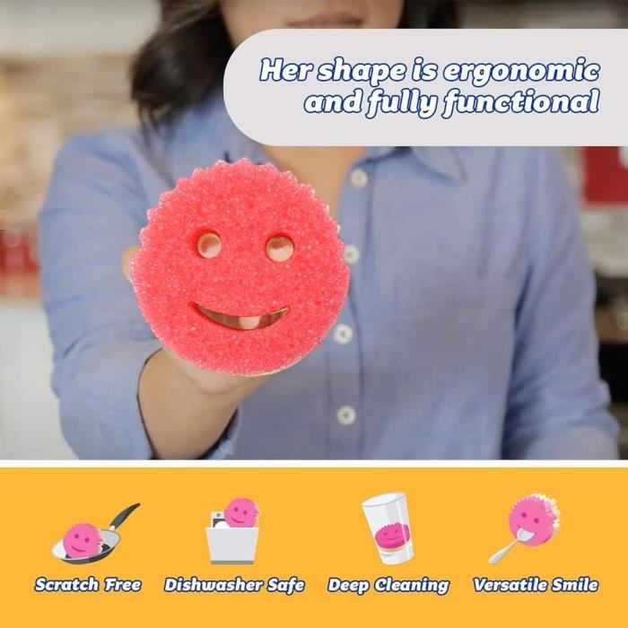 BSNRDX Color Eponge Smiley Anti-Rayures, Lot De 3 Éponges Double Faces ...