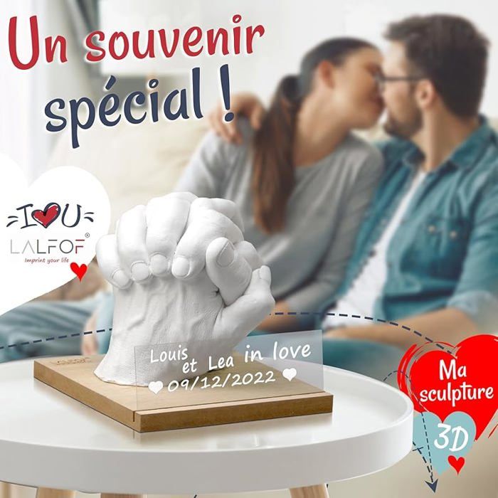 Kit Moulage Main Couple avec Nom | Cadeau Personnalisé Femme Homme ...